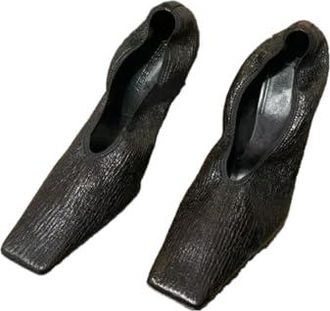 Generic JCVBN Chaussures simples r&eacute;tro blanches pour femme Motif z&egrave;bre T&ecirc;te carr&eacute;e Talons hauts Talons fins Chaussures confortables en cuir souple pour femme,