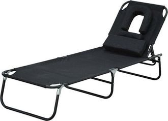 HOMCOM Transat de jardin chaise longue pliante bain de soleil pour lecture noir