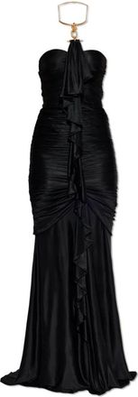 Balmain Femme, Robes, Noir, Taille: 36 FR Longue robe bustier drap&eacute;e