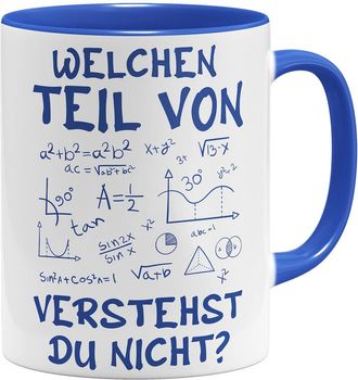 OM3 Welchen Teil von verstehst du Nicht Kaffee-Tasse mit Spruch Mathe II | Keramik Becher | 11oz 325ml | Beidseitig Bedruckt | Blau