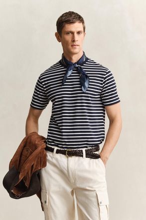 GANT Herren Gestreiftes T-Shirt aus Pima-Baumwolle (XXXL) EVENING Blau