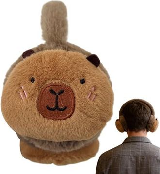 Generico Cache-oreilles pour animaux - Peluche 54-58 cm Design Capbara, chapeau dhiver pour femme, bandeau pour cheveux en peluche | accessoire doux &agrave; froid po