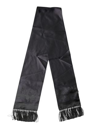 Dolce & Gabbana Mens Black Satin Silk Fringes Neck Foulard Scarf