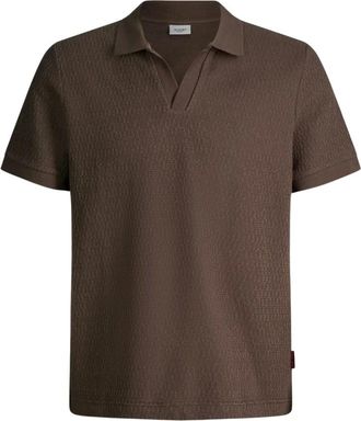 Joop Homme, Tops, Brun, Taille: XL Polo Br&uuml;ns avec texture tiss&eacute;e