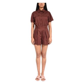 Patrizia Pepe Kurzer Popeline-Jumpsuit - - Jumpsuits & Playsuits - Damen - Braun - S