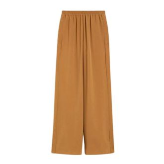 Max Mara Femme, Pantalons, Brun, Taille: 36 FR Envers Satin Wide Pantalons