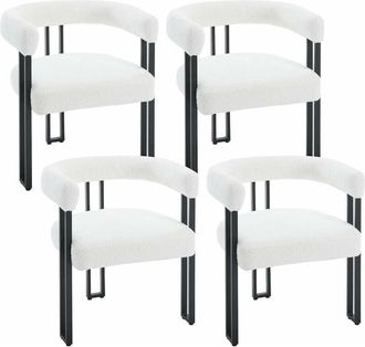 Woltu Woltu - Lot de 4 chaises modernes en chenille et m&eacute;tal - Confort rembourr&eacute; - Capacit&eacute; de charge 150 kg - Dimensions 61.5x51.5x72 cm - Gris fonc&eacute;
