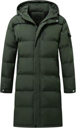 AlltheMen Doudoune Homme Hiver Manteau Parka Longue Veste Matelassée à Capuche Chaud Outwear Coupe-Vent Café+Vert M