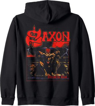 Saxon Offiziell Saxon Unleash The Beast Heavy Metal Band Retro Kapuzenjacke