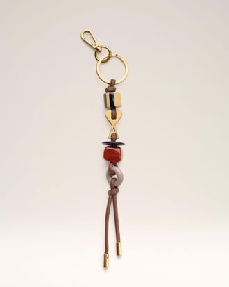 Ami Porte-Cl&eacute;s En Cuir Marron Perles Ami De Coeur en M&eacute;tal Caramel & or Vibre - TU - Unisex