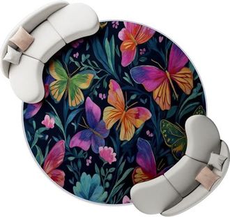 Generic 150 cm Tapis Rond en Laine synth&eacute;tique - Motif Fleurs Papillons Fran&ccedil;ais antid&eacute;rapant Lavable Tapis pour Chambre denfant Salle &agrave; Manger Salle de Jeux 