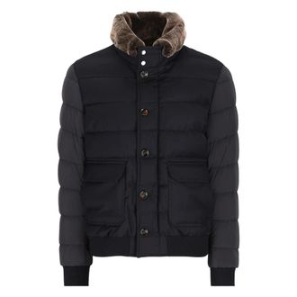 Moorer Gesteppter Mantel mit Kunstpelzkragen - - Jackets - Herren - Blau - L