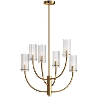 Maytoni Arco Plafonnier N&eacute;oclassique &agrave; Bras Multiples Laiton, Abat-Jour en Verre - Maytoni