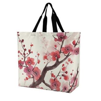 Generic Fleur De Prunier Printani&egrave;re Japonaise Sac Fourre-Tout Pliable Sacs L&eacute;ger Sac A Main Femmes Pour Gym Quotidienne Shopping