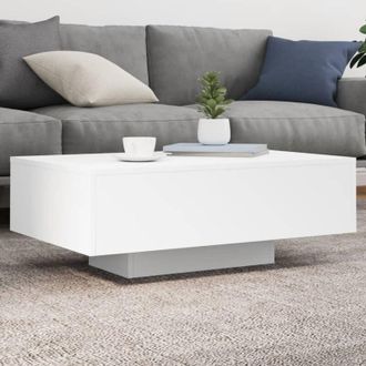 vidaXL Table basse avec lumi&egrave;res led blanc 85x55x31 cm