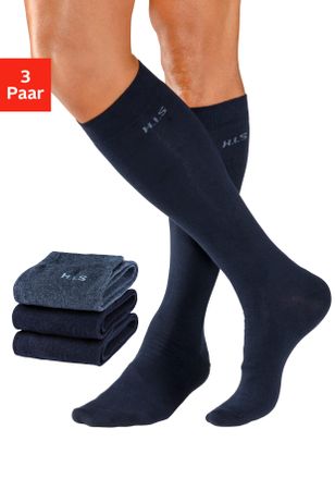 H.I.S Kniestr&uuml;mpfe H.I.S, Damen, Gr. 47-48, blau (2x marine, 2x jeans), Baumwolle, Elasthan (LYCRA), Polyamid, melange, elastisch, Socken Kniestr&uuml;mpfe, mit 