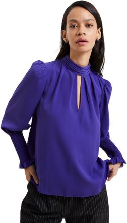 French Connection Damen Krepp-Licht, Schlüsselloch-Oberseite Bluse, Kobaltviolett, Small