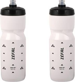 Zéfal Pack Sense Soft 80 Trinkflasche Fahrrad - Zwei geruchsneutrale, Sportflaschen für MTB Rennrad - BPA-freie Wasserflasche - Silikon-Sauger - Weiß, 2 x 8