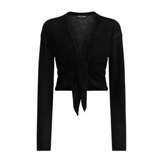 Dolce & Gabbana Femme, Pulls, Noir, Taille: 40 FR Gilet en cachemire