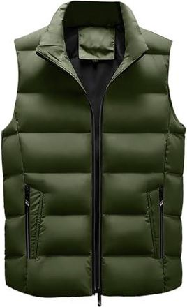 Generic Gilet dhiver pour homme - Gilet de surv&ecirc;tement pour homme - Sans capuche - Col montant - Manteau tampon - Grandes tailles - Gilet de sport avec poches