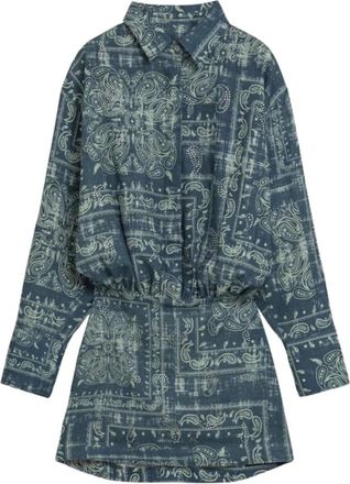 A Paper Kid Femme, Robes, Bleu, Taille: 46 FR Bandana Shirt Dress
