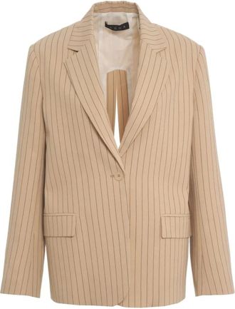 Kaos Kaos, Femme, Vestes, Beige, Taille: 38 FR Blazer &agrave; fente et liens au dos