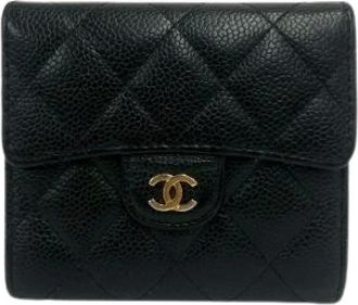 Chanel Portefeuille trifold en cuir caviar matelass&eacute; Pre-owned - Femme - Pre-owned - Noir - Taille: ONE Size
