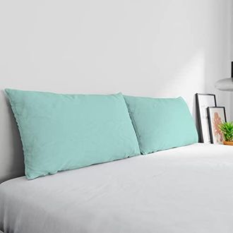 Italian Bed Linen Paar Kissenbez&uuml;ge Max Color 100% Baumwolle, Made in Italy, Gr&ouml;&szlig;e Kissenbezug 50 x 80 cm mit Innenklappe, einfarbig - Aqua