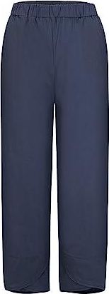 Generic Pantalon Palazzo Femme- Pantacourt Femme &Eacute;lastique Taille-Pantalon Fluide Femme &eacute;t&eacute; Leger Casual Pocket Solide &eacute;lastique Pantalon D&eacute;contract&eacute; Ample po