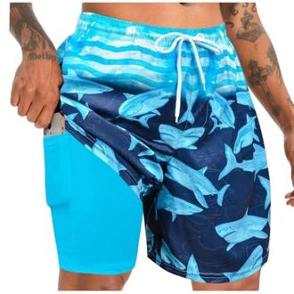 Generic HUIWDP Short de bain d&eacute;t&eacute; tendance en polyester pour homme S&eacute;chage rapide Taille &eacute;lastique Pantalon de plage Traje De Ba&ntilde;o, A14, XXL