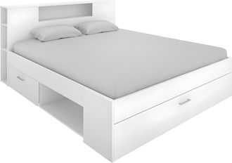 Vente-Unique Bett mit Stauraum & Schubladen - 160 x 200 cm - Wei&szlig; - Leandre