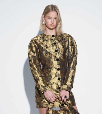 Asos robe courte structur&eacute;e &agrave; boutons, col ras de cou, &agrave; fleurs dor&eacute;es-Multi