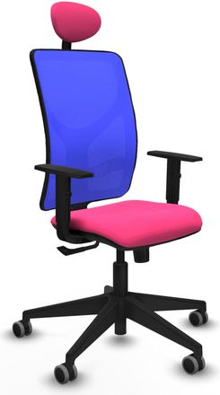 Piqueras y Crespo B&uuml;rostuhl, ideal zum Arbeiten, mit 1D-Armen, h&ouml;henverstellbare Lendenwirbelst&uuml;tze und festes Kopfteil, ausgestattet mit 3 Positionen, Blau/Rosa