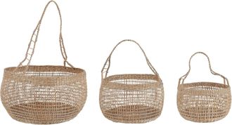 Beliani Handgeflochtene Dekok&ouml;rbe aus Seegras 3er Set nat&uuml;rlich Arapaima