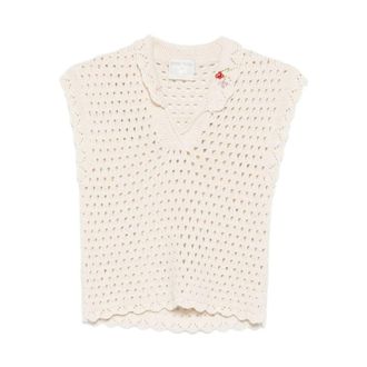 Forte_Forte Baumwoll-H&auml;keltop - - Tops - Damen - Beige - M