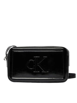 Calvin Klein Damen Bold Ck Metallic Camera Bag Lv04F3331G Crossover, Black (Black)