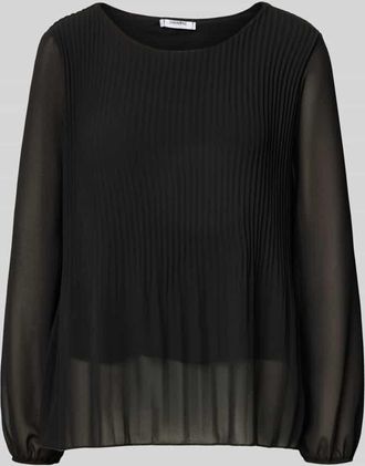 Zabaione Langarmbluse mit Plisseefalten und Rundhalsausschnitt