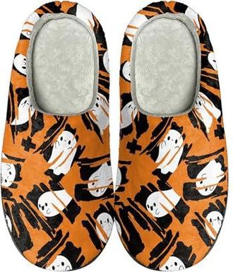 Generic Pantoufles fant&ocirc;mes dHalloween | Pantoufles dHalloween pour femme | Claquettes lanternes effrayantes pour homme et femme | Claquettes dhiver en peluch