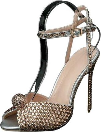 Generic YUJIEBB Chaussures &agrave; talons hauts faites &agrave; la main en cuir perl&eacute; pour mari&eacute;e Chaussures de mariage avec bouche de poisson Sandales &agrave; talons aiguilles 