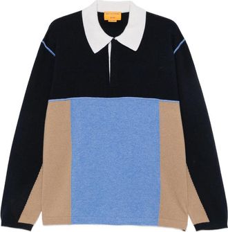 Guest In Residence Colour-block Long-sleeve Polo Shirt