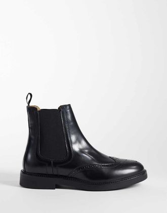 Asos bottines Chelsea &agrave; d&eacute;tails richelieu en cuir noir