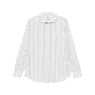 Mazzarelli Homme, Chemises, Blanc, Taille: 4XL Chemise &agrave; Manches Longues Ray&eacute;e