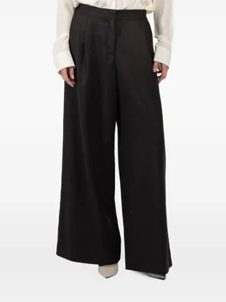 Dusan pantalon palazzo &agrave; design pliss&eacute; - Marron
