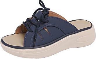 Generic Sandales compens&eacute;es pour femme - Style d&eacute;contract&eacute; et confortable - Bout ouvert - Semelle &eacute;paisse - &Eacute;l&eacute;gantes - Lacets - Respirantes - Pour l&eacute;t&eacute;, la p