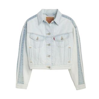 Levi's Shrunken 90s Jeansjacke f&uuml;r Damen, Mit Kragen, Schmal, Lang&auml;rmlig (Blau)