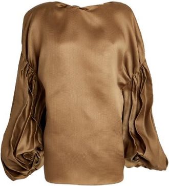 Khaite Quico Pleat-Detail Silk Blouse Size M