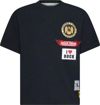 John Richmond Homme, Tops, Noir, Taille: XL T-shirt avec appliqu&eacute; graphique