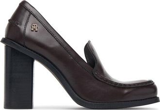 Tommy Hilfiger Halbschuhe Square Toe Heeled Loafer FW0FW09493 Dunkelbraun
