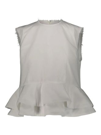 Comme Des Gar&ccedil;ons Bluse mit ausgefranstem Finish - Wei&szlig;