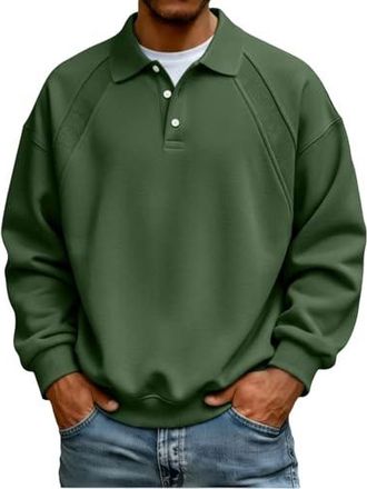 Generic Sweat-shirt &agrave; demi-fermeture &eacute;clair pour homme - Couleur unie - Manches longues - Col &agrave; revers - Coupe d&eacute;contract&eacute;e - Confortable - V&ecirc;tements de sport